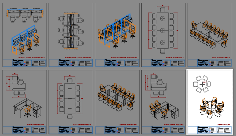 2D and 3D Office Desks Drawings - Arkipedia EN