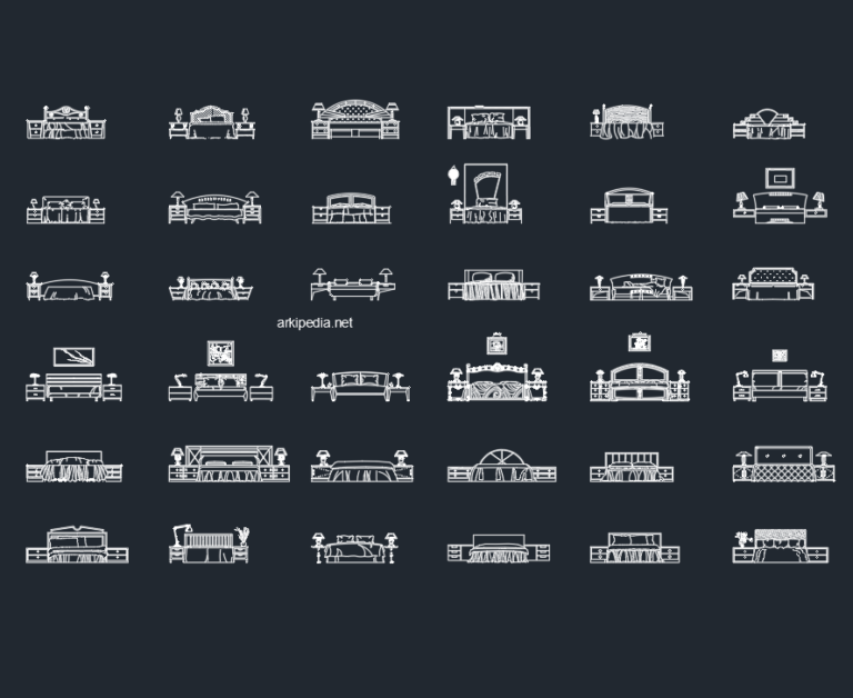 Bed Front Views Dwg - Arkipedia EN