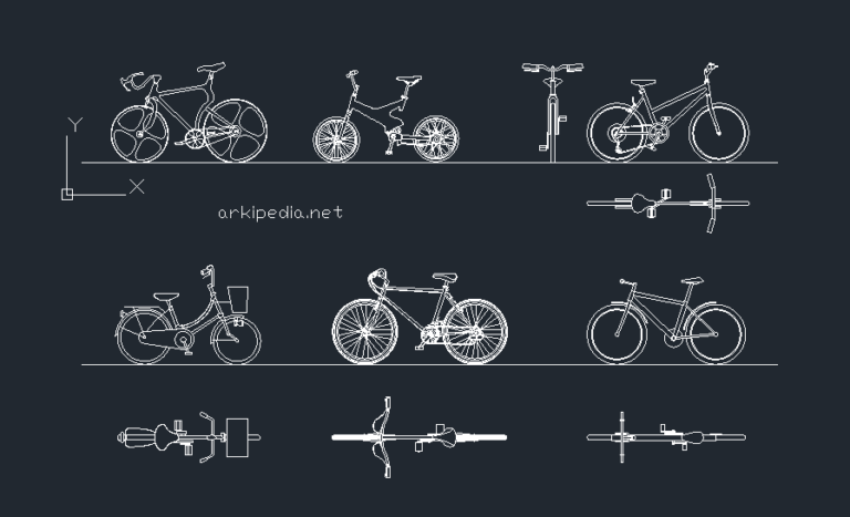 Bicycle Plan and Appearance Drawings Dwg - Arkipedia EN