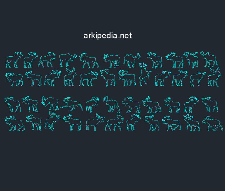 Deer Animal Dwg Drawings - Arkipedia EN