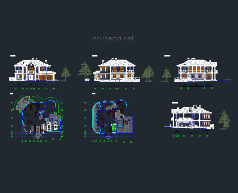 Hipped Roof Villa Project Dwg - Arkipedia EN