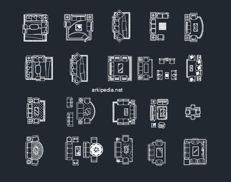 Living Room Sofa Sets Dwg - Arkipedia EN