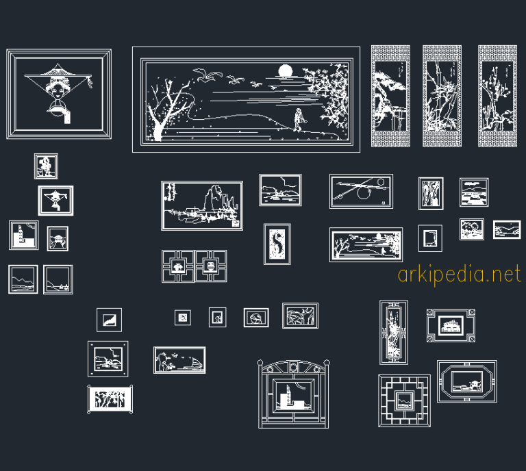 Wall Paintings Picture Frames Dwg - Arkipedia EN